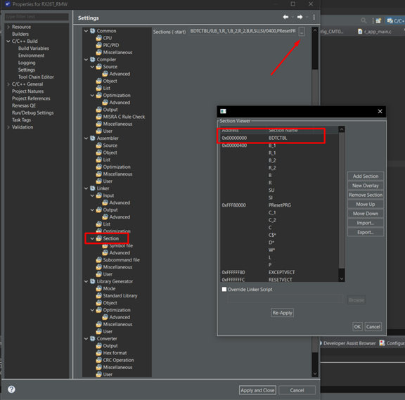 4)The RX memory sections should be defined on an appropriate way, in ...