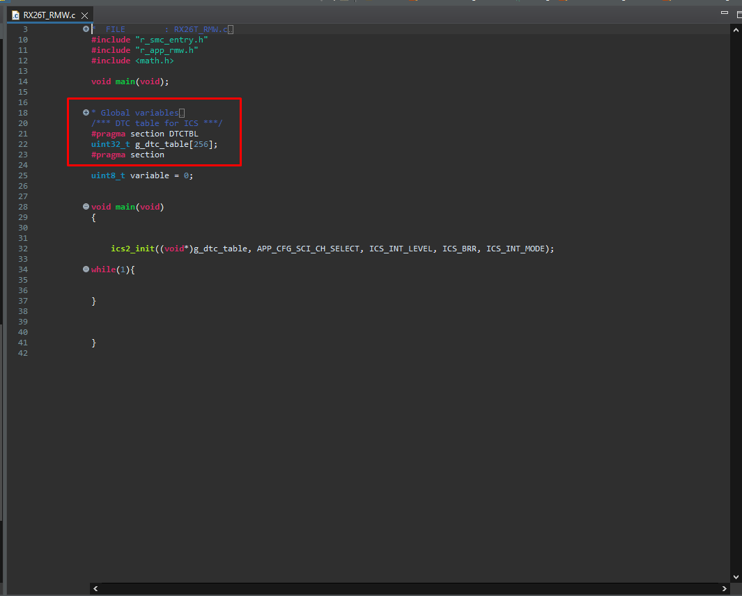 3) Τhe next step is to define some RAM area on the project for the DTC ...