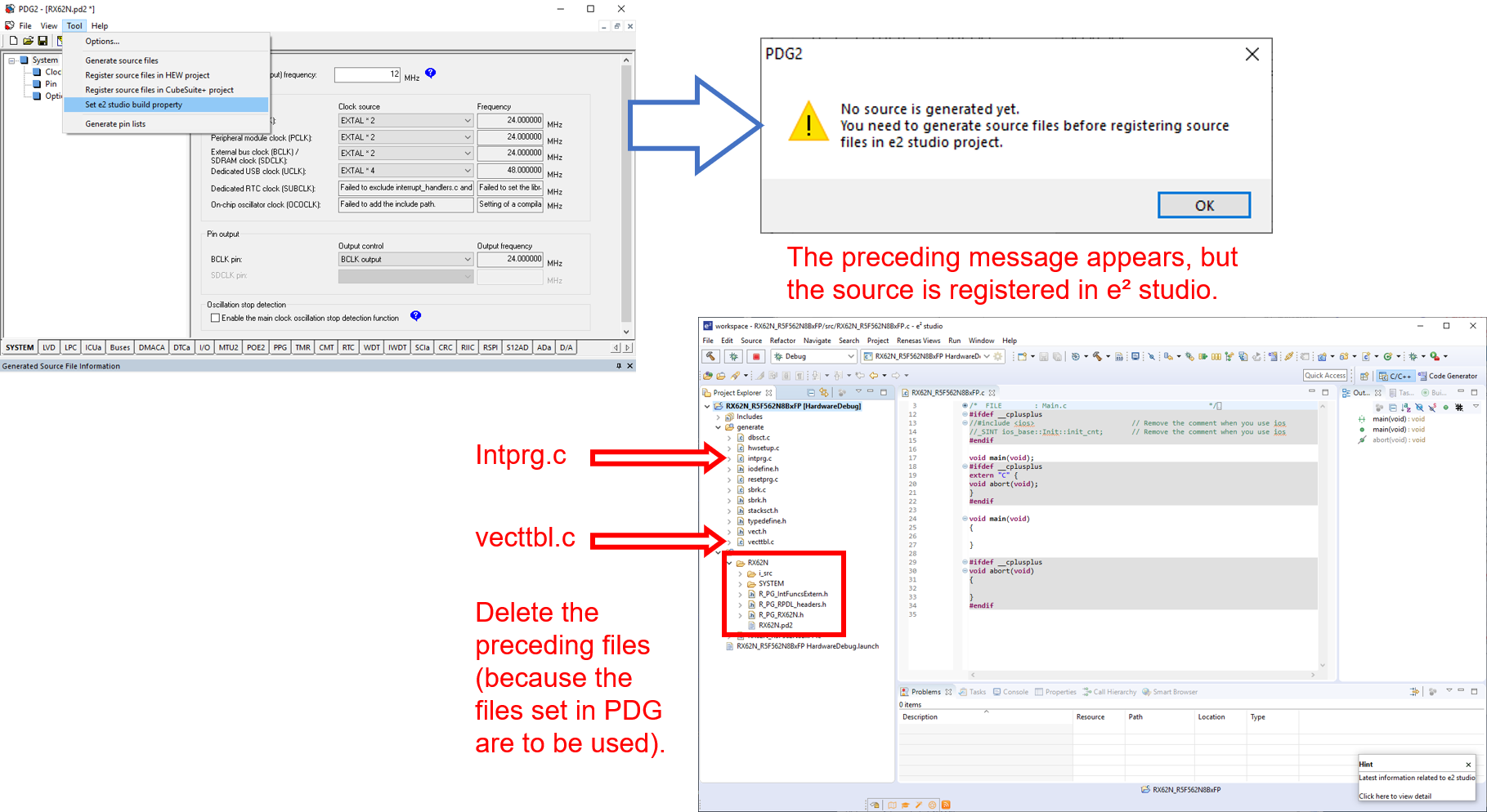 6. Manually add i_src in include of the e² studio project.