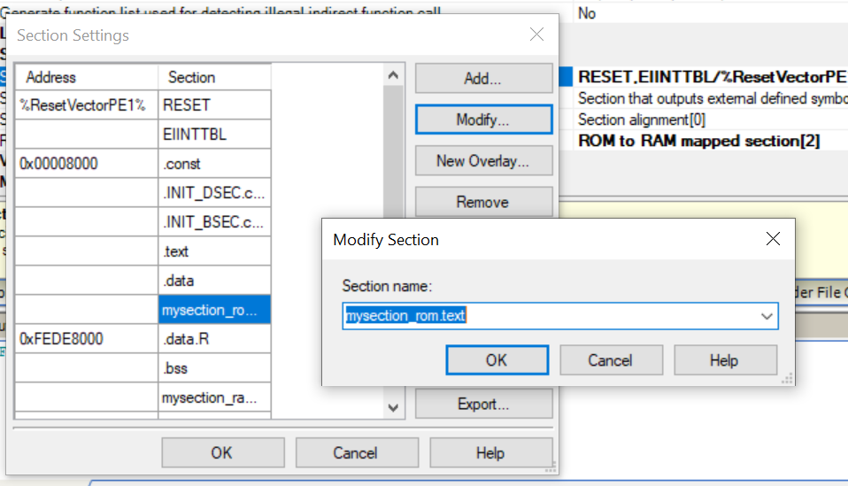 Allocate sections to addresses in ROM where you wish to place the routines and the corresponding ...
